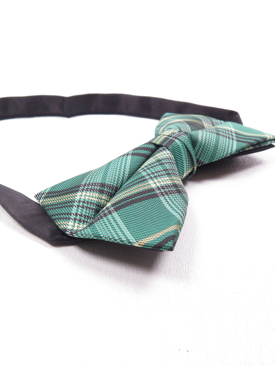 Green Retro Check Dickie Bow Tie New