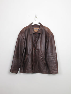 Men's Vintage Brown Heavy Leather Jacket XL