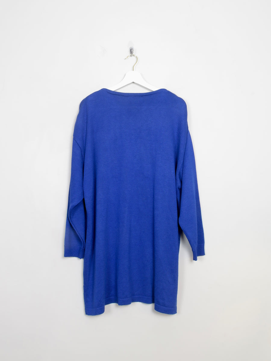 Women's Vintage Electric Blue 80s Jumper L/XL