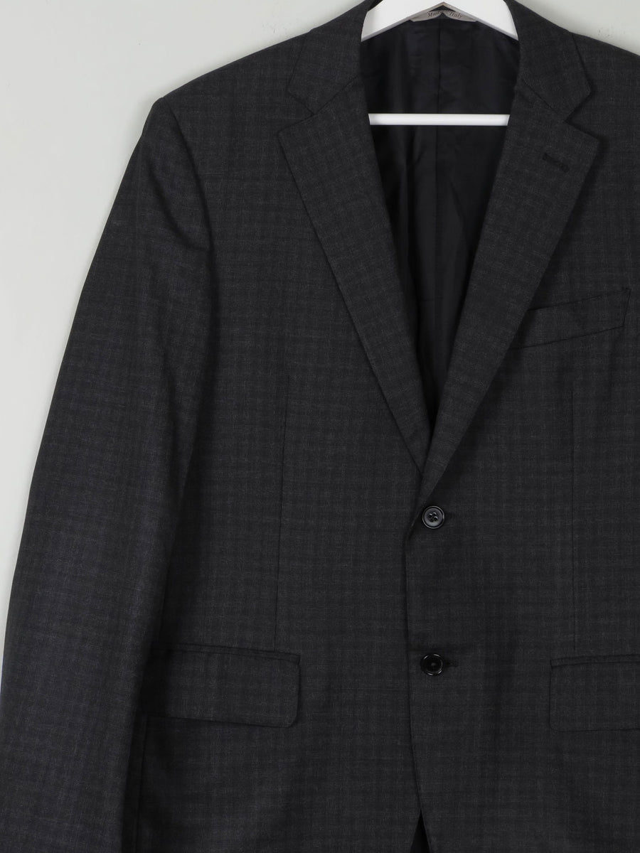 Men's Vintage Grey & Black Check Jacket By Canali 38 R